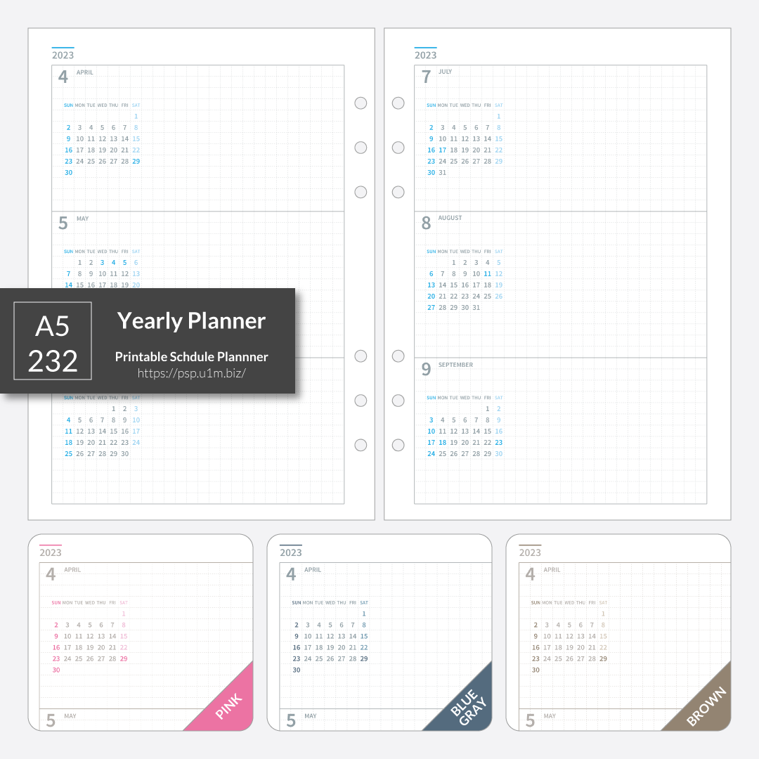 A5_232 Yearly Planner – Printable Schedule Planner 2
